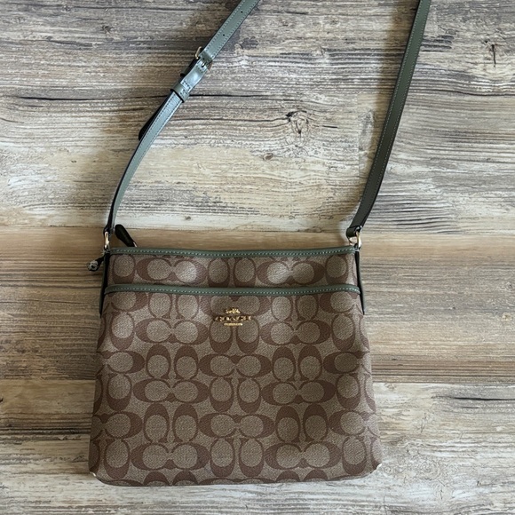 Coach | Bags | Coach Crossbody Bag Army Green And Darker Tan Color ...